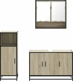 3dílný set koupelnového nábytku dub sonoma kompozitní dřevo 3300981