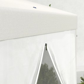 Outsunny Pavilon 4x3m Hexagonální Voděodolný Stabilní Zimní Pavilon s Moskytiérou a 6 Bočními Panely pro Zahradní Akce, Krémová