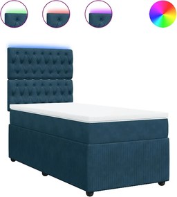 Box spring postel s matrací modrá 80 x 200 cm samet 3294500