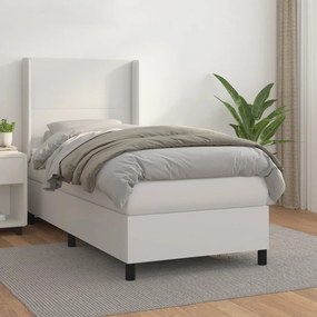 Box spring postel s matrací bílá 80 x 200 cm umělá kůže 3132346