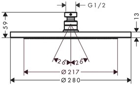 Hansgrohe Croma, hlavová sprcha 280 1jet EcoSmart, leštěný vzhled zlata, HAN-26221990