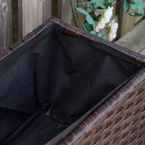 Zvednutý záhon Outsunny z poly ratanového materiálu s kolečky a odvodňovacími otvory, květináč Kávově hnědá 94,5 x 31 x 36 cm
