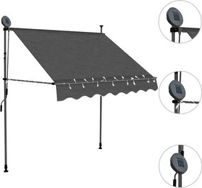 Ručně zatahovací markýza s LED světlem 200 cm antracitová 145864
