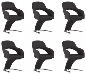 Jídelní židle 6 ks umělá kůže / chrom Dekorhome Hnědá