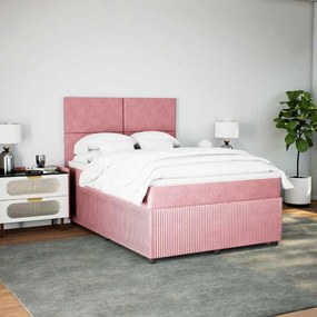 Box spring postel s matrací růžová 160x200 cm samet 3292381