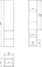 Aqualine Aqualine, PANEDA skříňka vysoká 35x165x31cm, bílá, levá/pravá, PN165