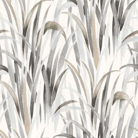 Bílá vliesová tapeta na zeď, listy trávy, 26401, Thai, Cristiana Masi by Parato