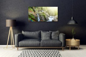 Obraz na skle Vodopád Duha Příroda Potok 100x50 cm