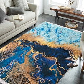 Protiskluzový koberec v modré barvě s abstraktním vzorem Šířka: 120 cm | Délka: 180 cm
