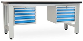 Dílenský stůl Solid MDF-44, 210 cm, 2 závěsné boxy, černá