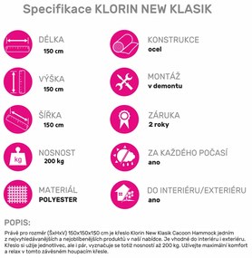 Kondela Závěsné houpací křeslo, zelená, KLORIN NEW KLASIK CACOON HAMMOCK
