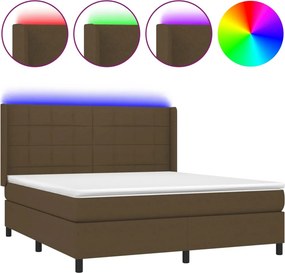 Box spring postel s matrací a LED tmavě hnědá 160x200 cm textil 3138328