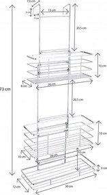 Erga Rafek, trojitá koupelnová polička do sprchy na zavěšení 30x12,5x71 cm, chromová, ERG-YKA-CH.RAFEK-CHR