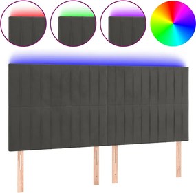 Čelo postele s LED tmavě šedé 200x5x118/128 cm samet 3122729