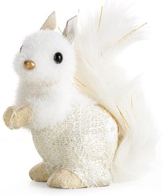 SADA 6KS VÁNOČNÍ DEKORAČNÍ FIGURKA SQUIRREL 12 CM BÍLÁ