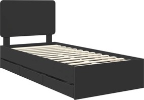 Rám postele se zásuvkou Černá 90 x 200 cm Inženýrské dřevo 3412631