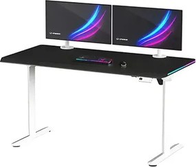 ULTRADESK Quest bílá černá / Herní stůl / 140 x 70 cm / 72-120 cm / el