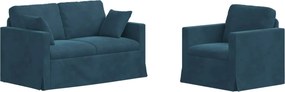 Set pohovek 2 ks Modrá samet 3407515