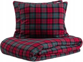 Povlečení Tartan flanelové červené s kostkovaným vzorem 160x200 2*50x60 cm Homla