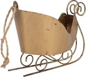 Zlatá antik vánoční ozdoba retro kovové sáně - 14*7*12 cm