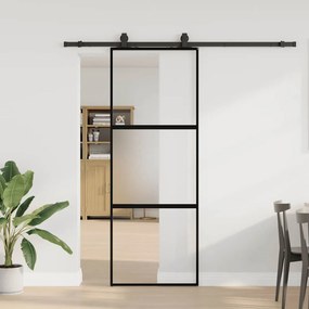 Posuvné dveře se sadou kování černé 76x205 cm Tvrzené sklo 3375877