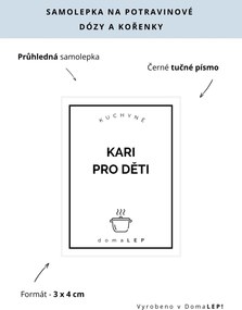 Samolepka na kořenky KARI PRO DĚTI průhledná 3 × 4 cm tučné písmo