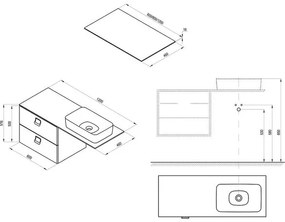Ravak Comfort Deska pod umyvadlo 120 cm, bílá lesk X000001381