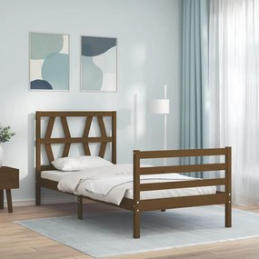 vidaXL Rám postele s čelem 90 x 200 cm masivní dřevo [3194365] Barva: medová hnědá