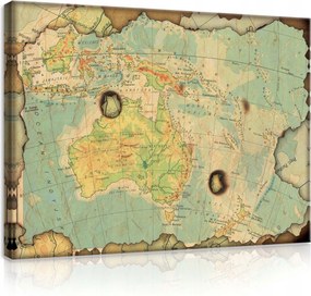 Obraz 100x75 Stará mapa antická mapa Austrálie geografie cestování vintage