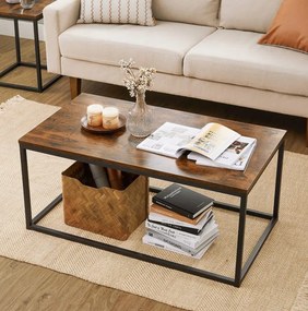 Vasagle Obdelníkový konferenční stolek,100x55x45cm,dřevo,kov,hnědá
