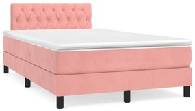 Box spring postel s matrací a LED růžová 120 x 190 cm samet 3270176