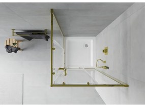 Mexen Rio čtvercový sprchový kout 80 x 80 cm, Průhledné, Zlatá + sprchová vanička Rio, Bílá - 860-080-080-50-00-4510