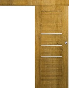 posuvné interiérové dveře na stěnu vasco doors IBIZA model 4 Průchozí rozměr: 70 x 197 cm, Orientace dveří: Levé dveře, Dekor: Dub riviera