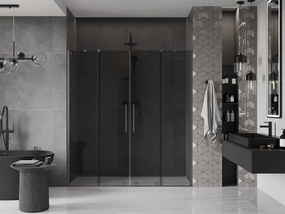 Mexen Velar Duo, posuvné sprchové dveře do otvoru 180 cm, 8mm šedé sklo, grafit broušený, 871-180-000-42-66