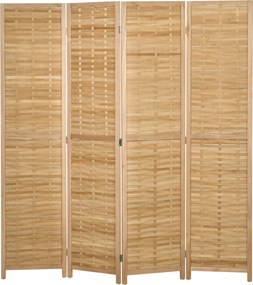 HOMCOM 4dílný paraván, rozdělovač místností, dělící stěna 160 x 170 cm, skládací paraván, rozdělovač místností z bambusu, paraván do obývacího pokoje…