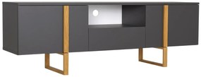 OnaDnes -20% Matně antracitově šedý lakovaný dřevěný TV stolek Tenzo Birka 177 x 43 cm