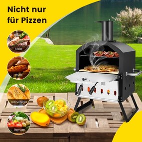 Costway 2-vrstvá pec na pizzu s grilovacím roštem a kamenem na pizzu a lopatou