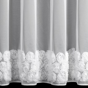 ZÁCLONA NA KROUŽCÍCH EVA MINGE ROSES4 350X160 CM BÍLÁ