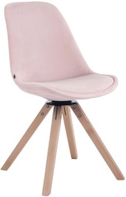 Otočná židle Troyes ~ samet, dřevěné nohy hranaté natura - Ružová