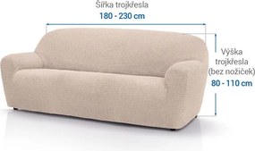 Super strečové potahy RUBINIA smetanová trojkřeslo (š. 180 - 230 cm)