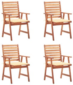 Zahradní jídelní židle s poduškami 4 ks masivní akáciové dřevo,  3078322