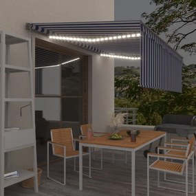 Automatická markýza roleta LED a senzor větru 4,5x3 m modrobílá 3069451