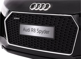 Ramiz Elektrické autíčko Audi R8 Spyder pro děti lakované černé + dálkové ovládání + EVA + pomalý start + rádio MP3 + LED