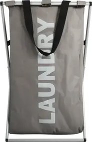 MSV LAUNDRY koš na prádlo skládací šedo-hnědý / 50 l / polyester, hlin