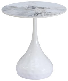 Konferenční stolek, bílý mramor/sklo, EBREL