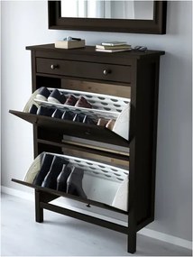 HEMNES Botník se 2 přihrádkami, černohnědá, 89x30x127 cm