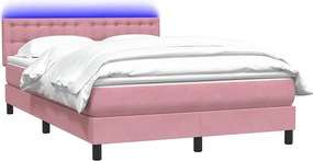 Box spring postel s matrací a LED růžová 160x210 cm samet 3317276