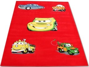 Kusový koberec dětský JE0180 - Auta na červené - 200x300 cm (1 kus za výhodnou cenu)