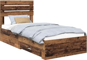 Rám postele s čelo Staré dřevo 90 x 200 cm Kompozitní dřevo 3411689