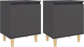 vidaXL Noční stolky s dřevěnými nohami 2 ks 40 x 30 x 50 cm [805820] Barva: černá s vysokým leskem
